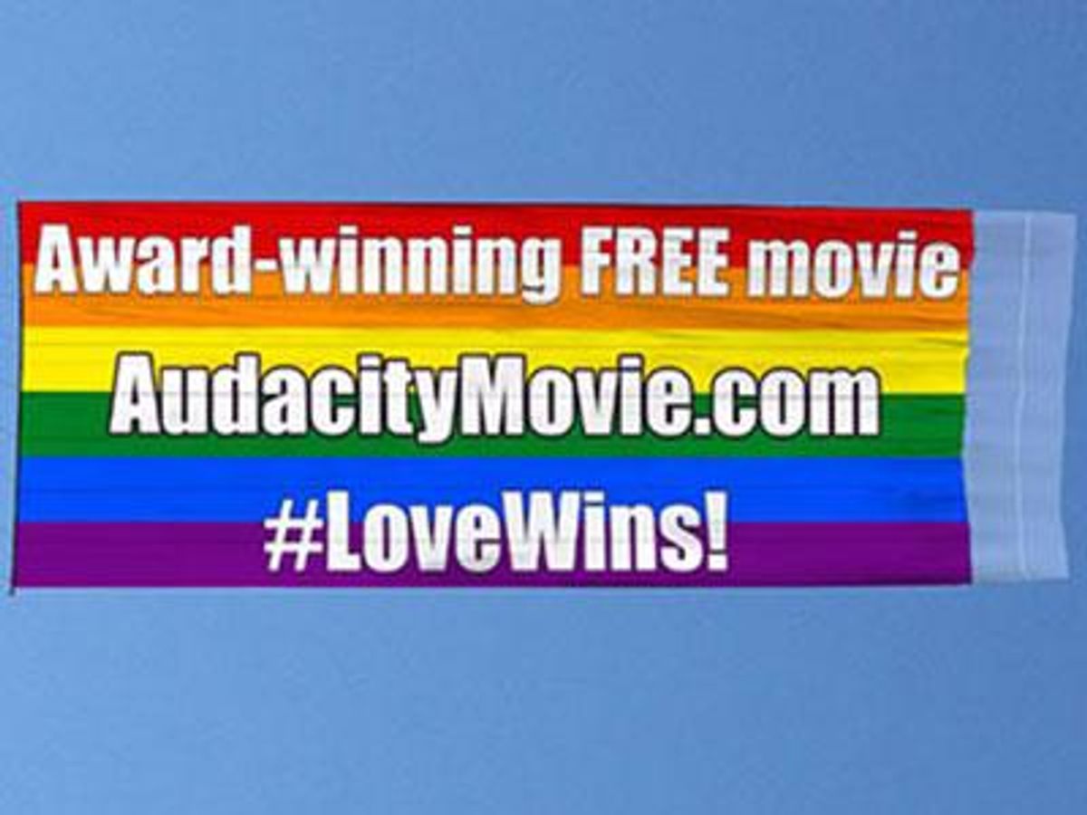 Look! Up in the Sky! It's a Rainbow Banner Promoting an Antigay Movie!