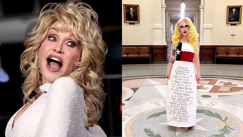 Dolly Parton gifts bejeweled guitar to Texas drag queen