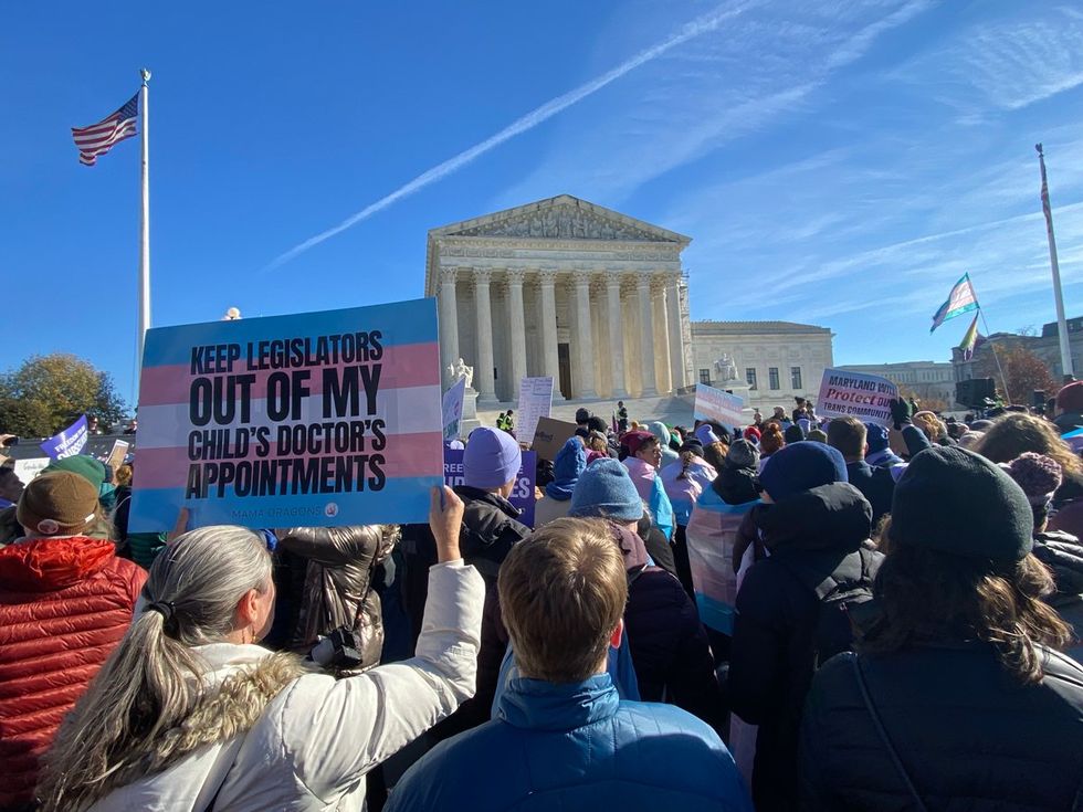 In photos: U.S. v. Skrmetti protest at the Supreme Court | Advocate.com