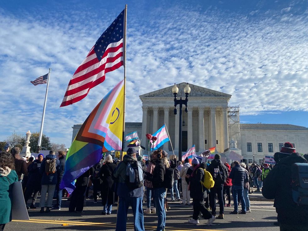 In photos: U.S. v. Skrmetti protest at the Supreme Court | Advocate.com