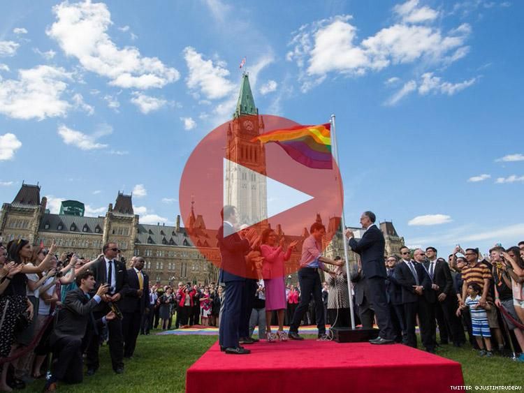 A First: Justin Trudeau Raised a Pride Flag Over Parliament (Video)