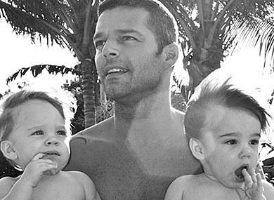 Ricky Martin No Shirt and a Baby