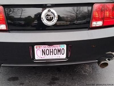 Pink Alabama License Plate Reads 'NOHOMO'