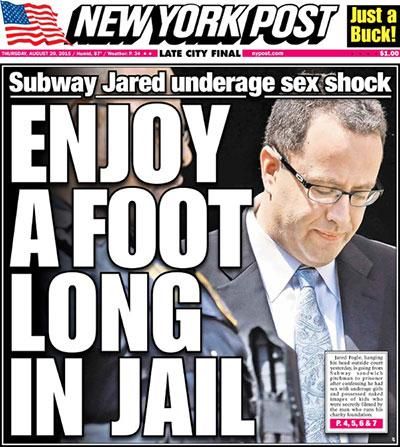 NY Post Makes Gay Rape Joke on Jared Fogle Cover