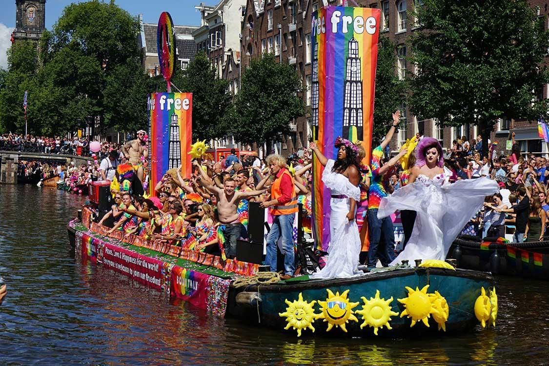 Amsterdam Canal Pride Floats Our Boat (Photos)